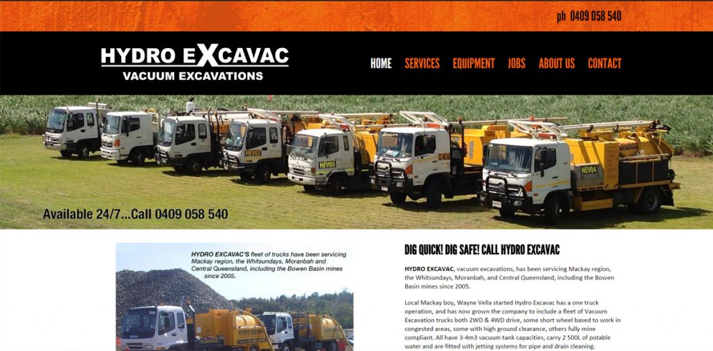 Hydro Excavac - Mike Healy Web Dev